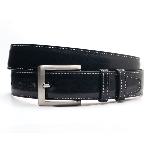 odd size Black Italian Leather White Stitching Golf Belt – Tom Taylor ...